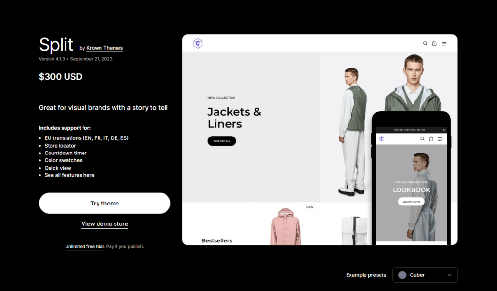 Split Theme - Great for visual brands with a story to tell - ShineApps